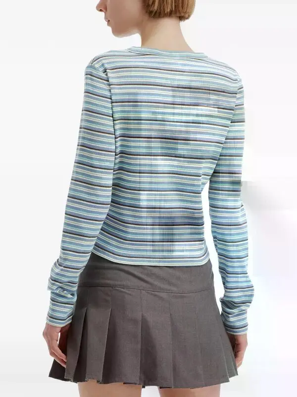 CHOCOOLATE Striped Ribbed-knit Long-sleeve T-shirt