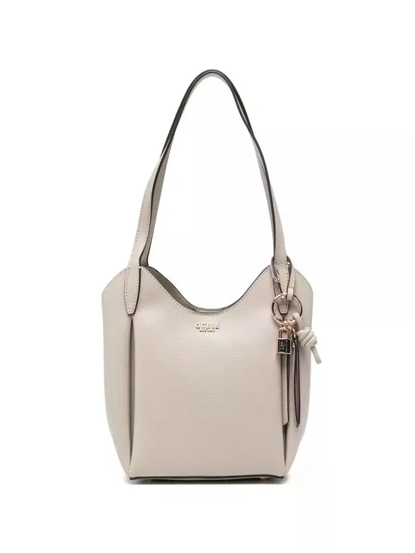 Guess Melody Logo-plaque Pebbled Shoulder Bag - Grey