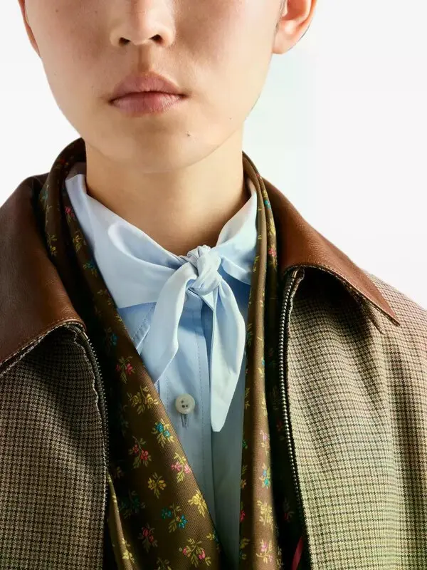 Prada Houndstooth Wool Blouson Jacket