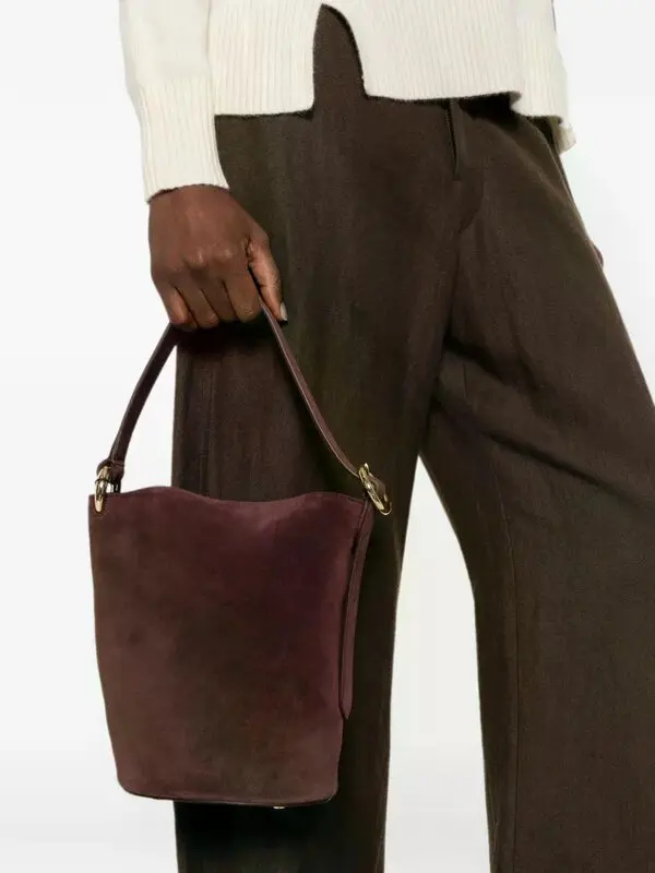JOSEPH M Fold Suede Bucket Bag - Brown