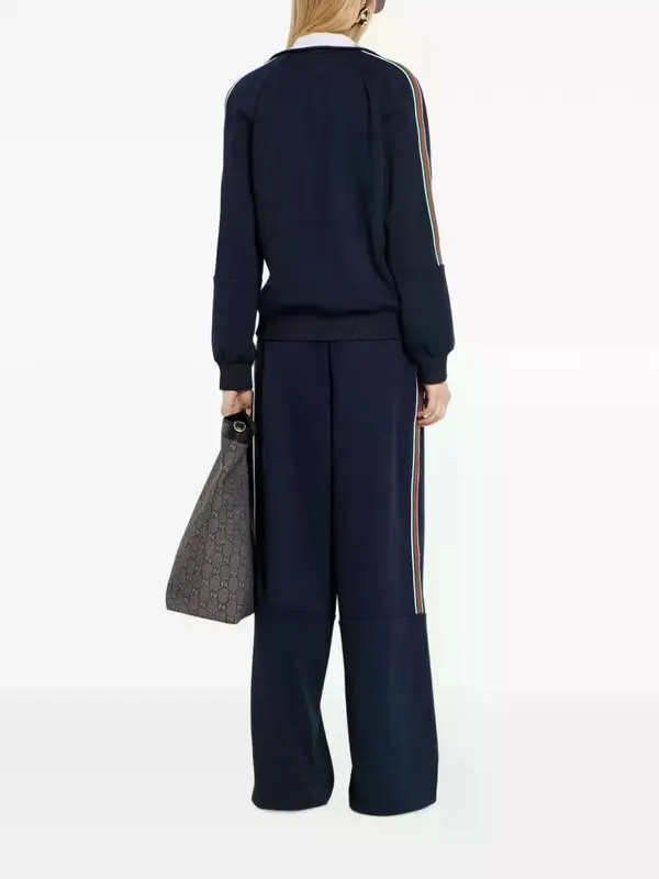 Gucci Web-stripe Embroidered Logo Zip-up Sweater