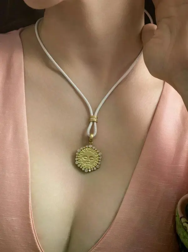 LEIGH MAXWELL 18k Yellow Diamond Sun Halo Pendant