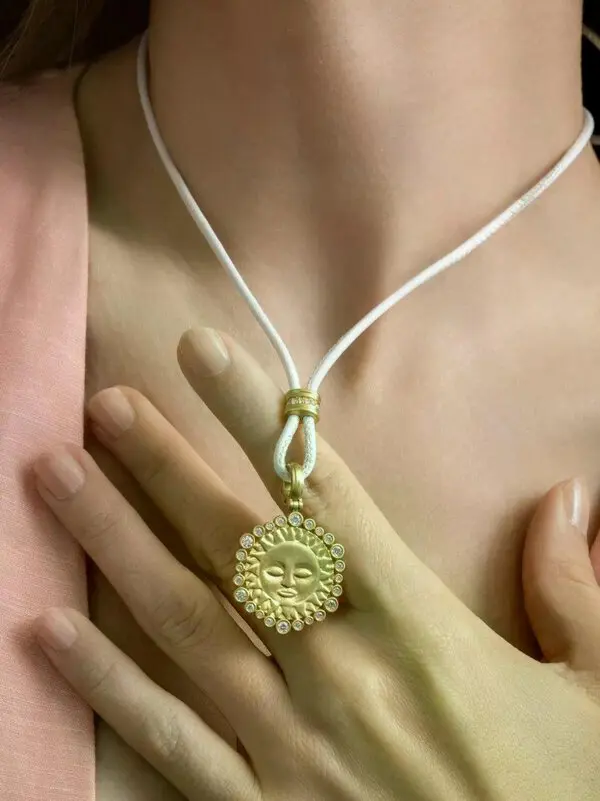 LEIGH MAXWELL 18k Yellow Diamond Sun Halo Pendant