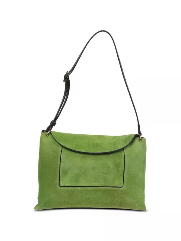 WANDLER Penelope Suede Logo-print Shoulder Bag - Green
