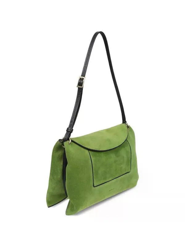WANDLER Penelope Suede Logo-print Shoulder Bag