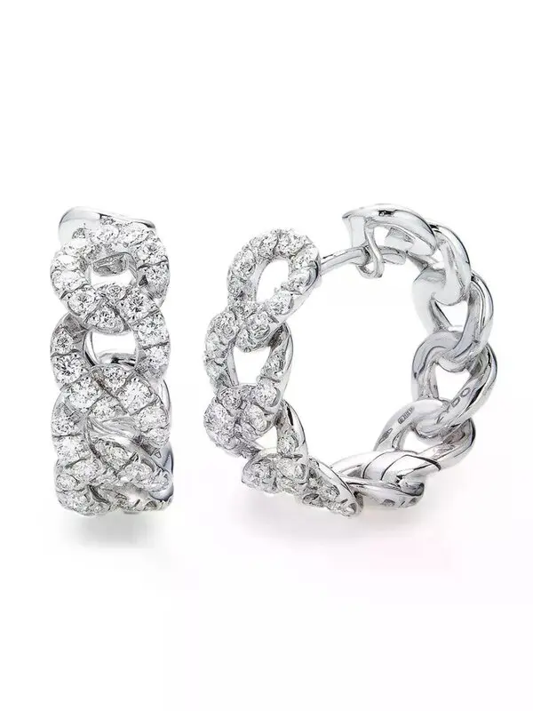 ZYDO Cuban Chain Hoop And Diamond Earrings
