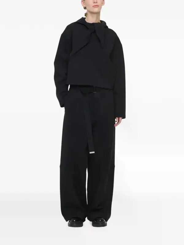 Plan C Cropped Hoodie With Scarf Collar