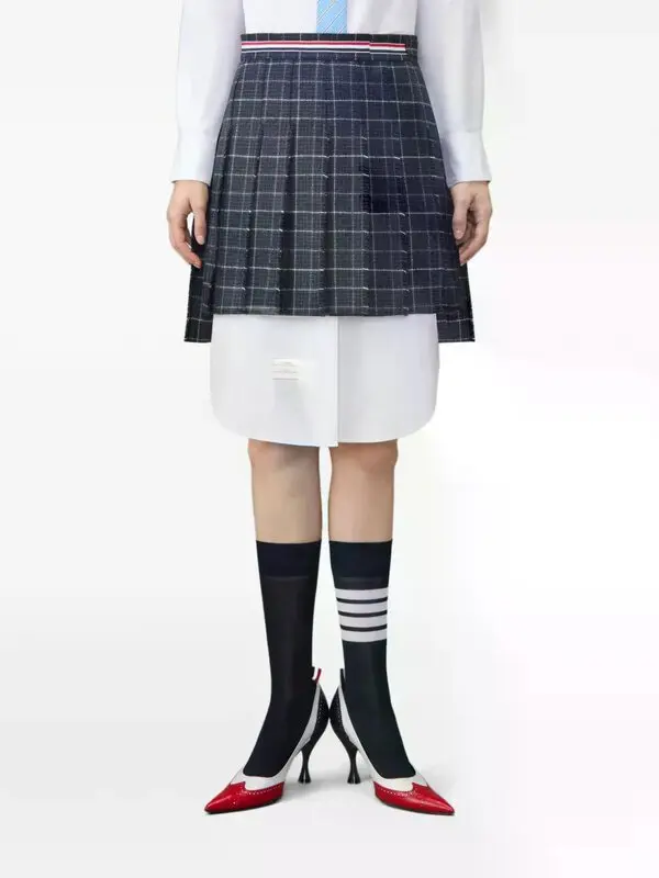 Thom Browne Windowpane Houndstooth Pleated Skirt