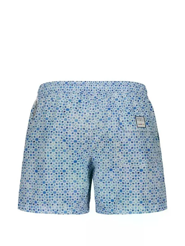 Fedeli Geometric-print Drawstring-waist Swim Shorts