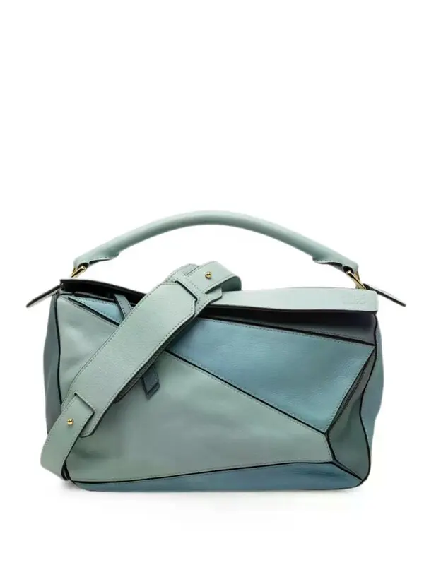Loewe 2017 Medium Tricolor Calfskin Puzzle Satchel - Blue