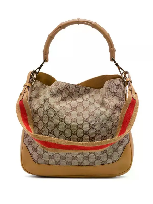 Gucci 2000-2015 Gg Canvas Bamboo Web Satchel - Neutrals