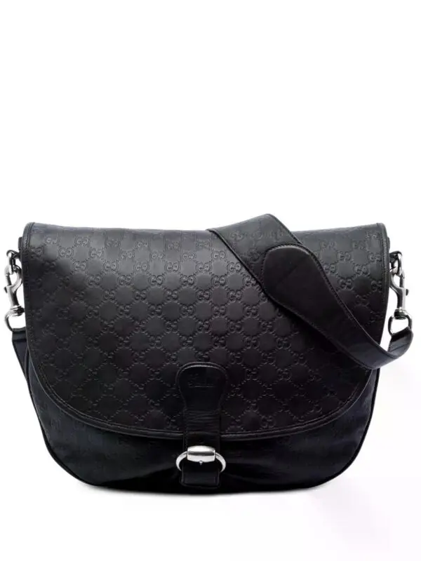Gucci 2016-2026 Guccissima Flap Messenger Bag Crossbody Bag - Black
