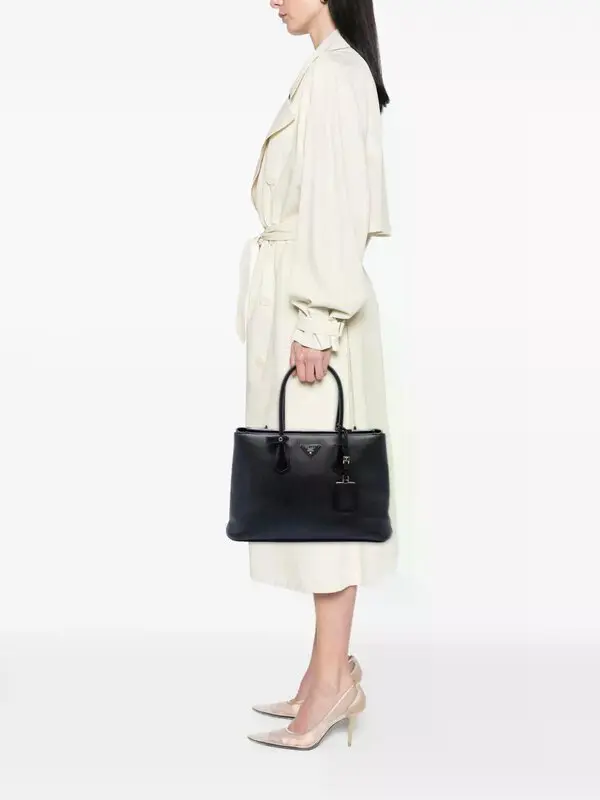 Prada Saffiano Leather Turnlock Satchel - Black