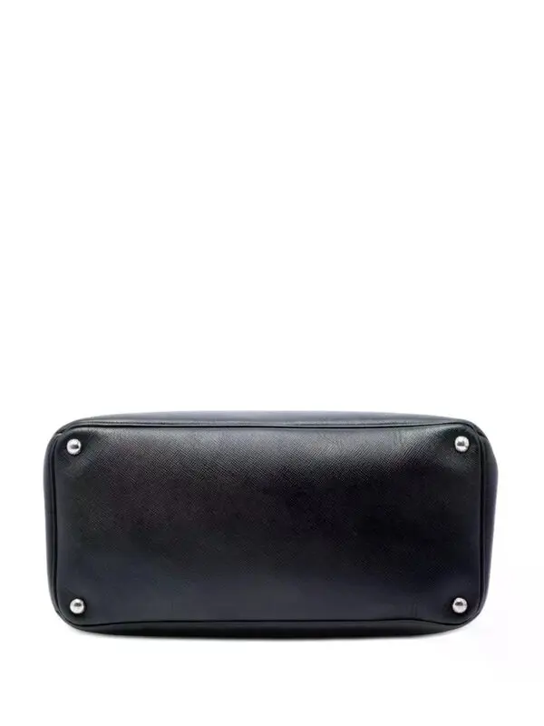 Prada Saffiano Leather Turnlock Satchel - Black