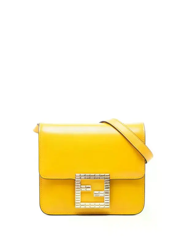 Fendi 2010-2026 Leather Crystal Fab Crossbody Bag - Yellow