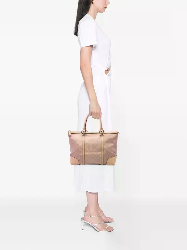 Gucci 2016-2026 Gg Metallic Canvas Lovely Tote Bag - Pink