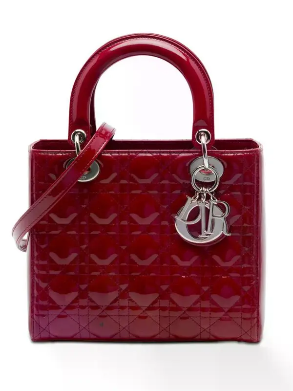 Dior 2014 Medium Patent Cannage Lady Satchel - Red
