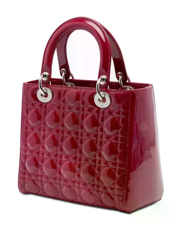 Dior Patent Cannage Lady Satchel - Red
