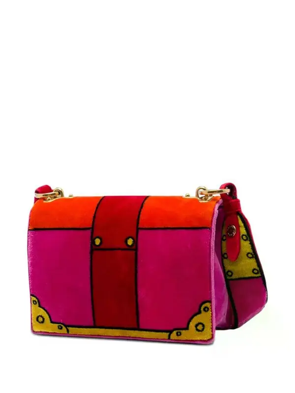 Prada 2013-2026 Velluto Ricamo Trompe L'oeil Cahier Crossbody Bag - Pink