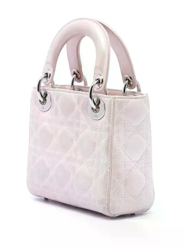 Dior Iridescent Lambskin Cannage Lady Satchel - Pink