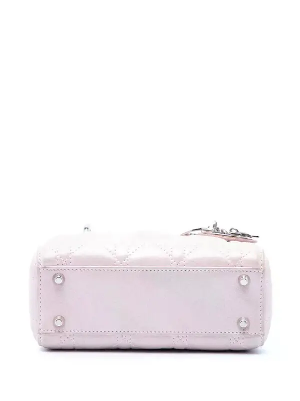 Dior Iridescent Lambskin Cannage Lady Satchel - Pink