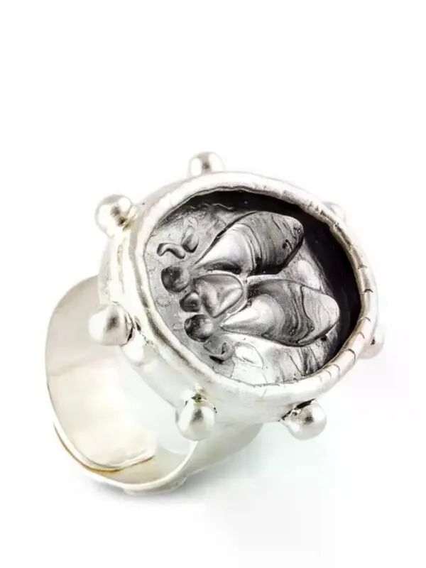 POISONED HEARTS Fly-embossed Signet Ring - Silver