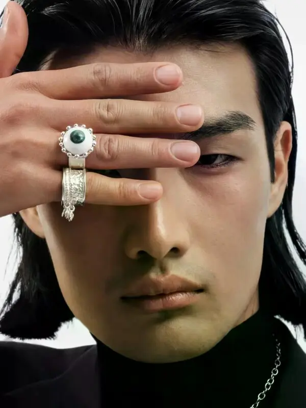 POISONED HEARTS Ceramic Eye-motif Ring - Silver