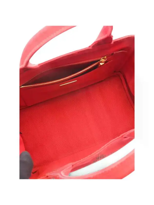 Prada 2010-2026 Small Canvas Canapa Logo Tote Satchel - Red