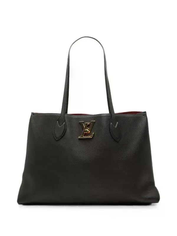 LOUIS VUITTON 2021 Leather Lockme Shopper Tote Bag - Black