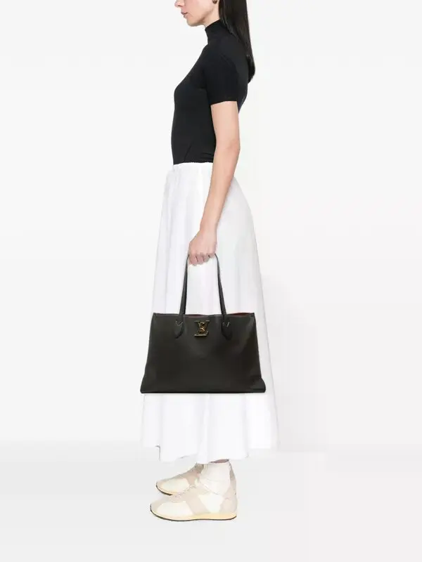 LOUIS VUITTON 2021 Leather Lockme Shopper Tote Bag - Black