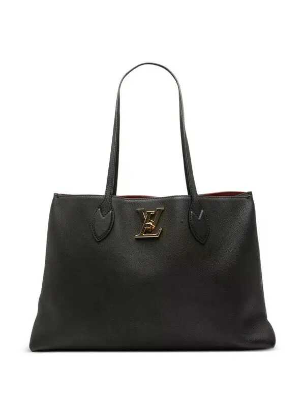 LOUIS VUITTON Leather Lockme Shopper Tote Bag - Black