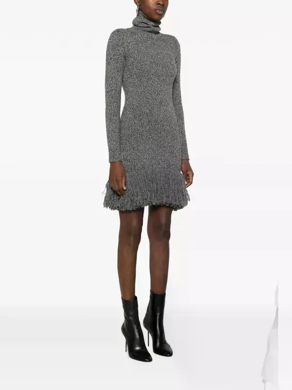 ELY ELY Roll-neck Fringed Mini Dress