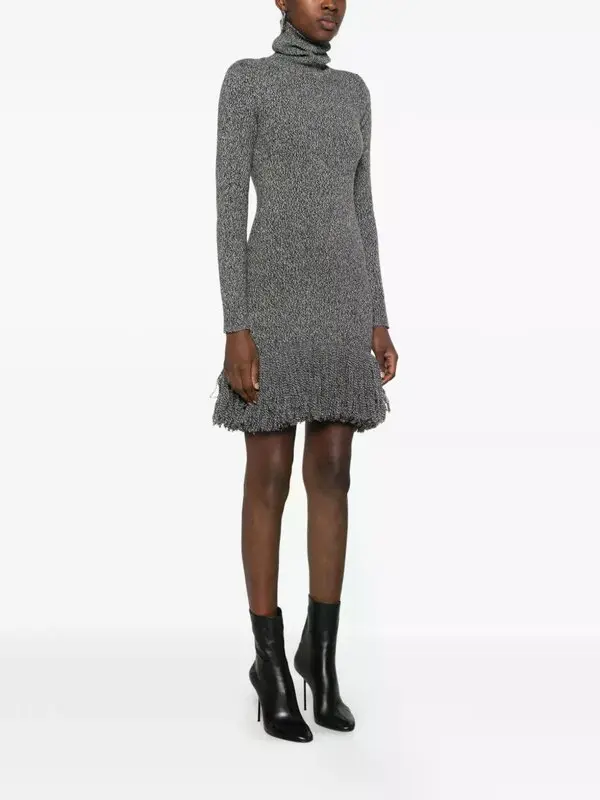 ELY ELY Roll-neck Fringed Mini Dress