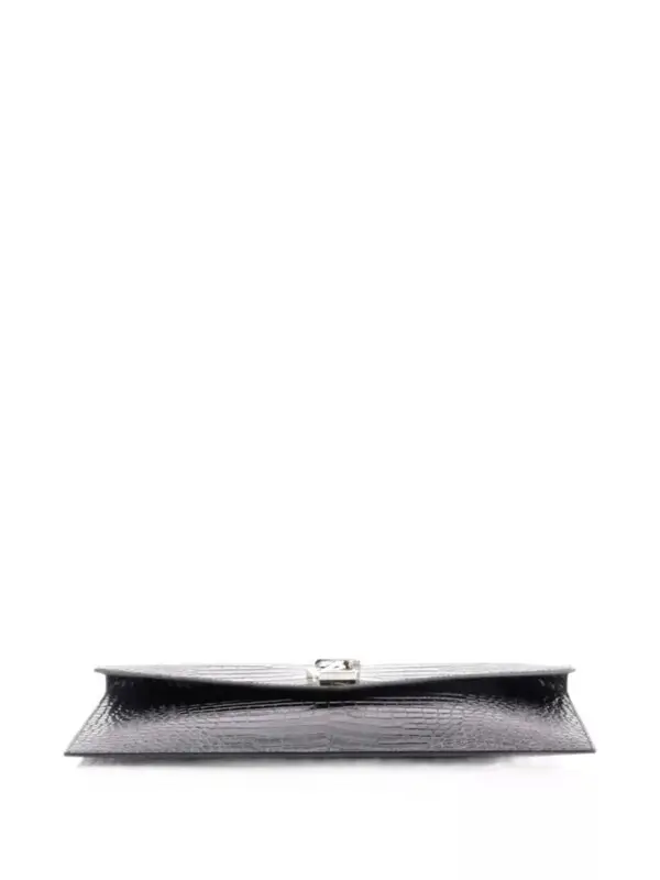 Saint Laurent Uptown Pouch Crocodile Embossed Leather Clutch Bag