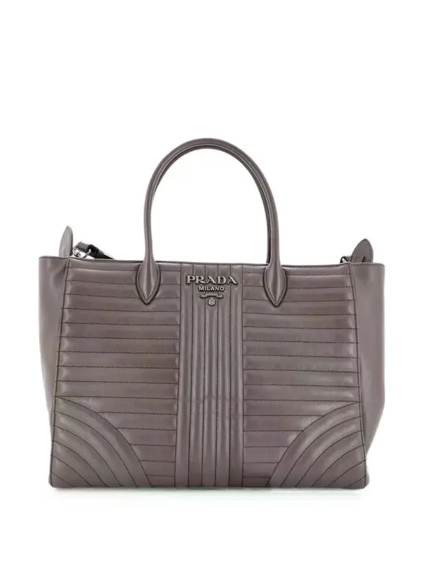Prada Convertible Open Diagramme Quilted Leather Medium Tote Bag