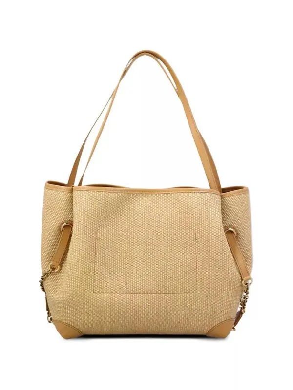 Chloé Clover Double Carry Bag In Raffia-effect Fibres