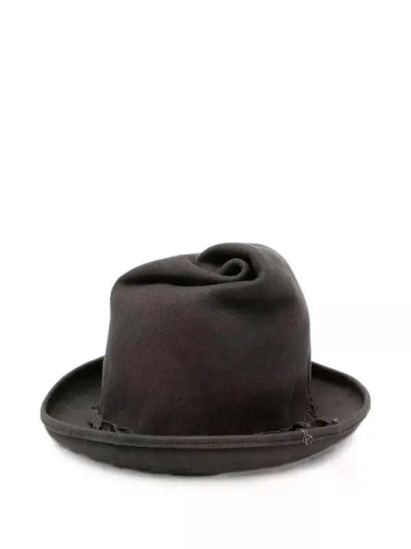 Yohji Yamamoto Ruffled-trim Fedora Hat