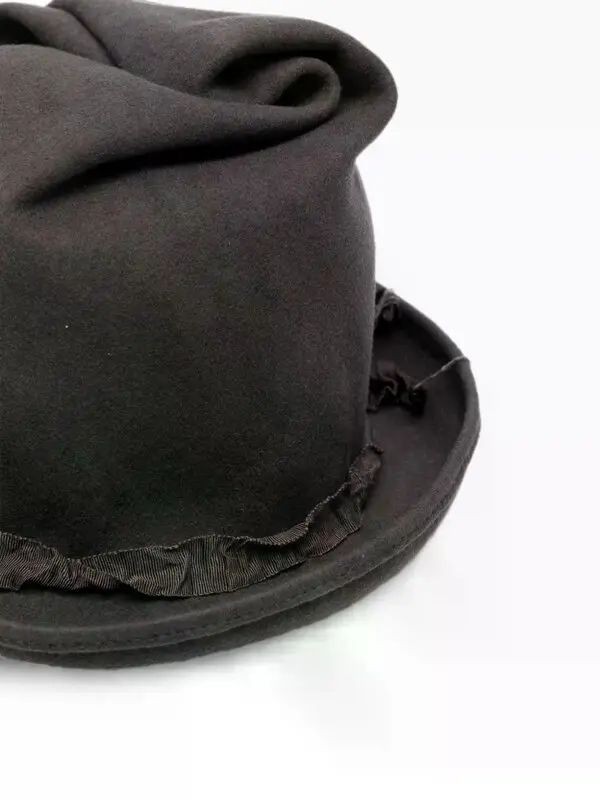 Yohji Yamamoto Ruffled-trim Fedora Hat