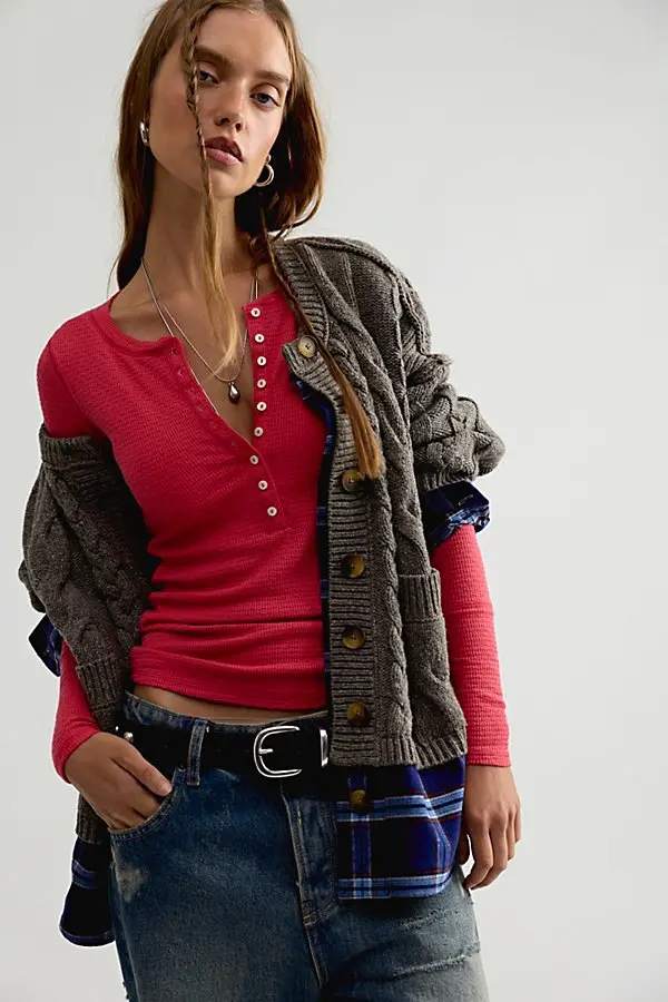 INTIMATELY Easy Like That Henley At - Raspberry Blush