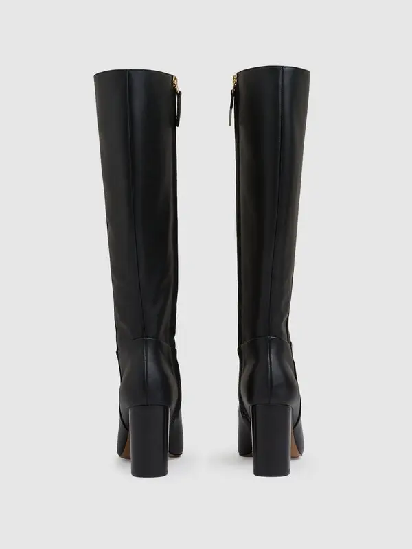 REISS Leather Block-heel Knee-high Boots