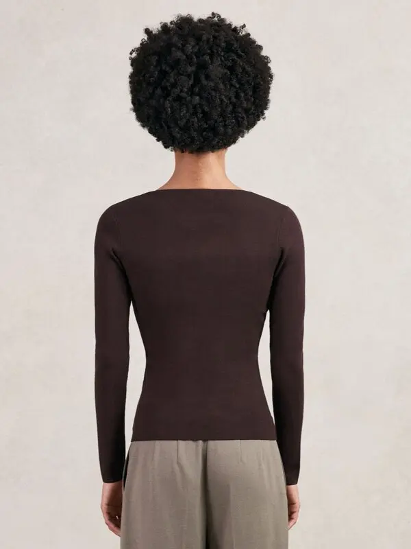 REISS Chain-detail Keyhole Knit Top