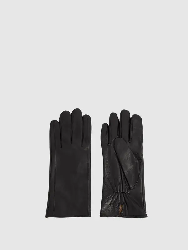 REISS Giselle Gloves Leather Ruched - Black