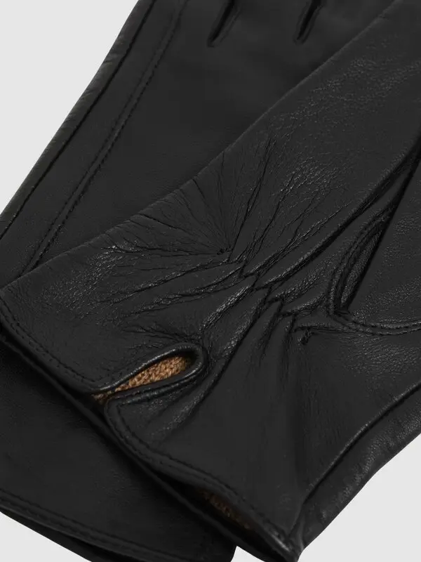 REISS Giselle Gloves Leather Ruched - Black