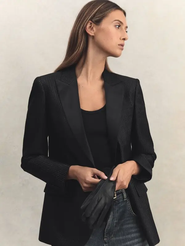 REISS Giselle Gloves Leather Ruched - Black
