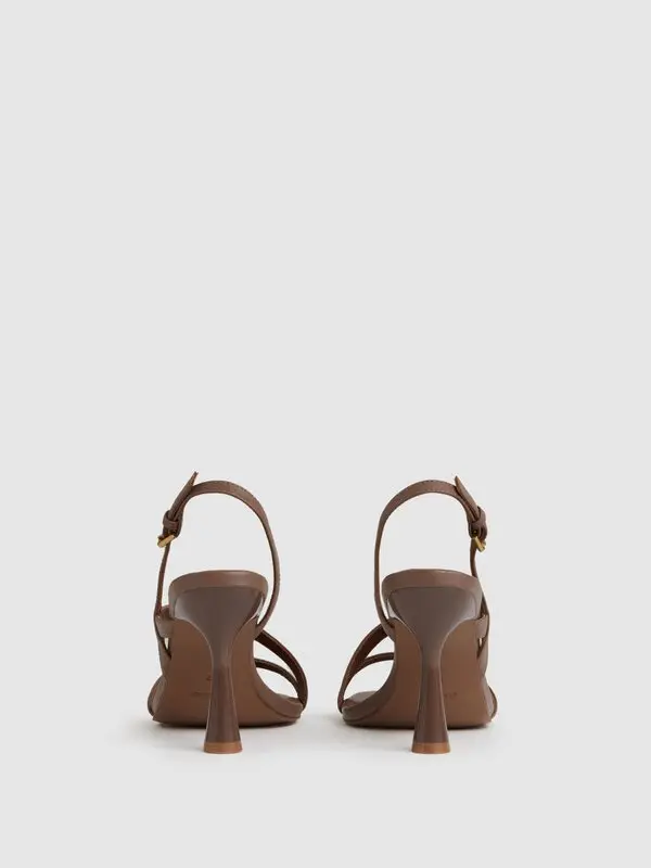 REISS Leather Cross-strap Heeled Sandals