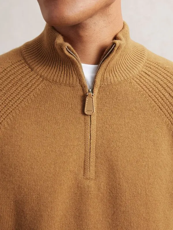 REISS Wool And Cashmere Half-zip Jumper