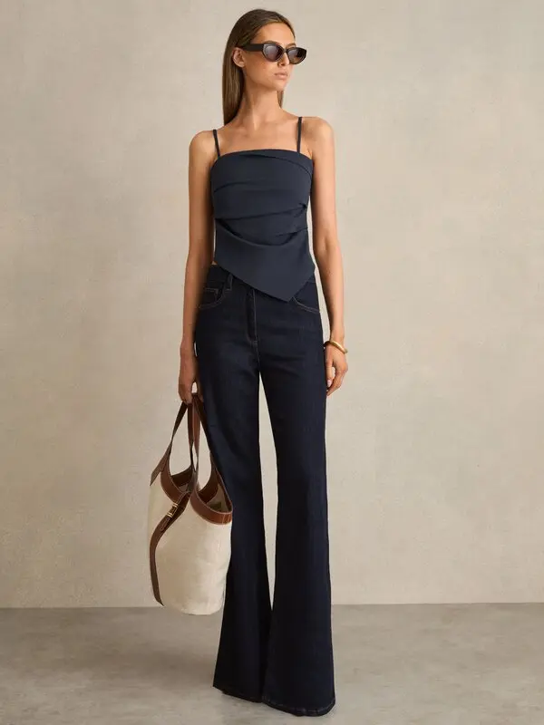 REISS Ruched Bandeau Top With Scarf Hem