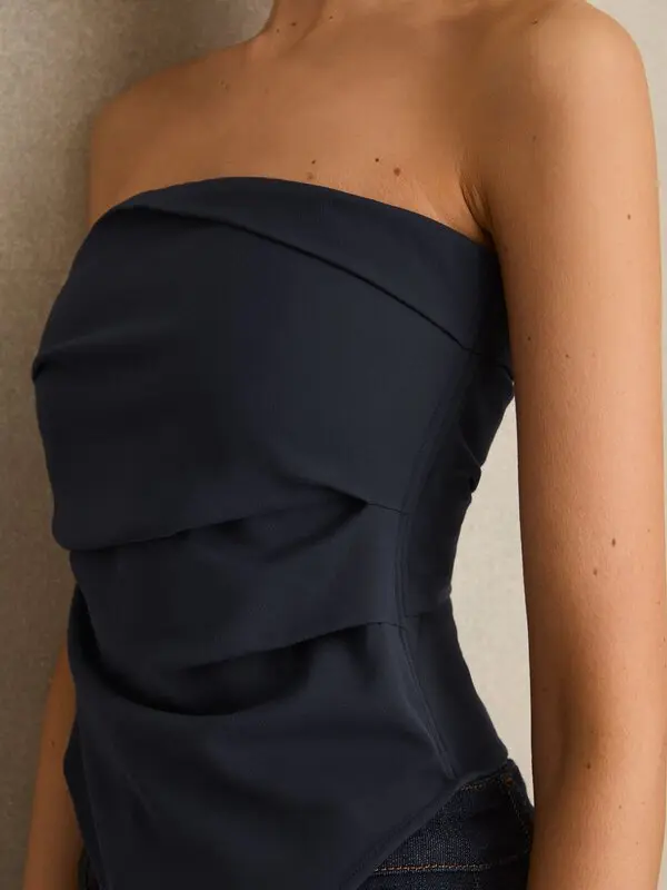 REISS Ruched Bandeau Top With Scarf Hem