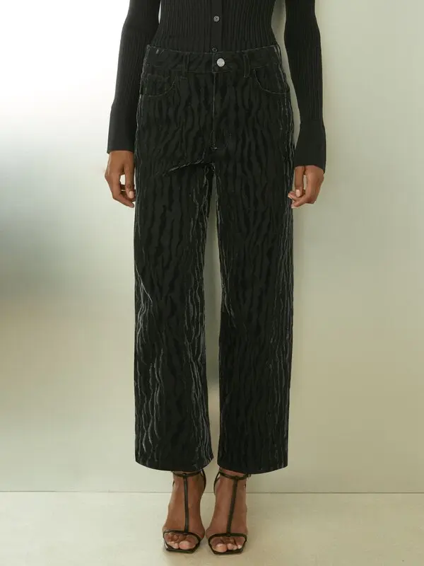 REISS Cotton-blend Flocked Straight-leg Jeans