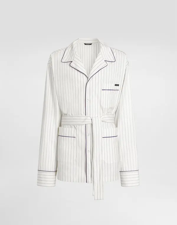 Dolce & Gabbana Striped Poplin Vanity Robe Shirts Multi-colored